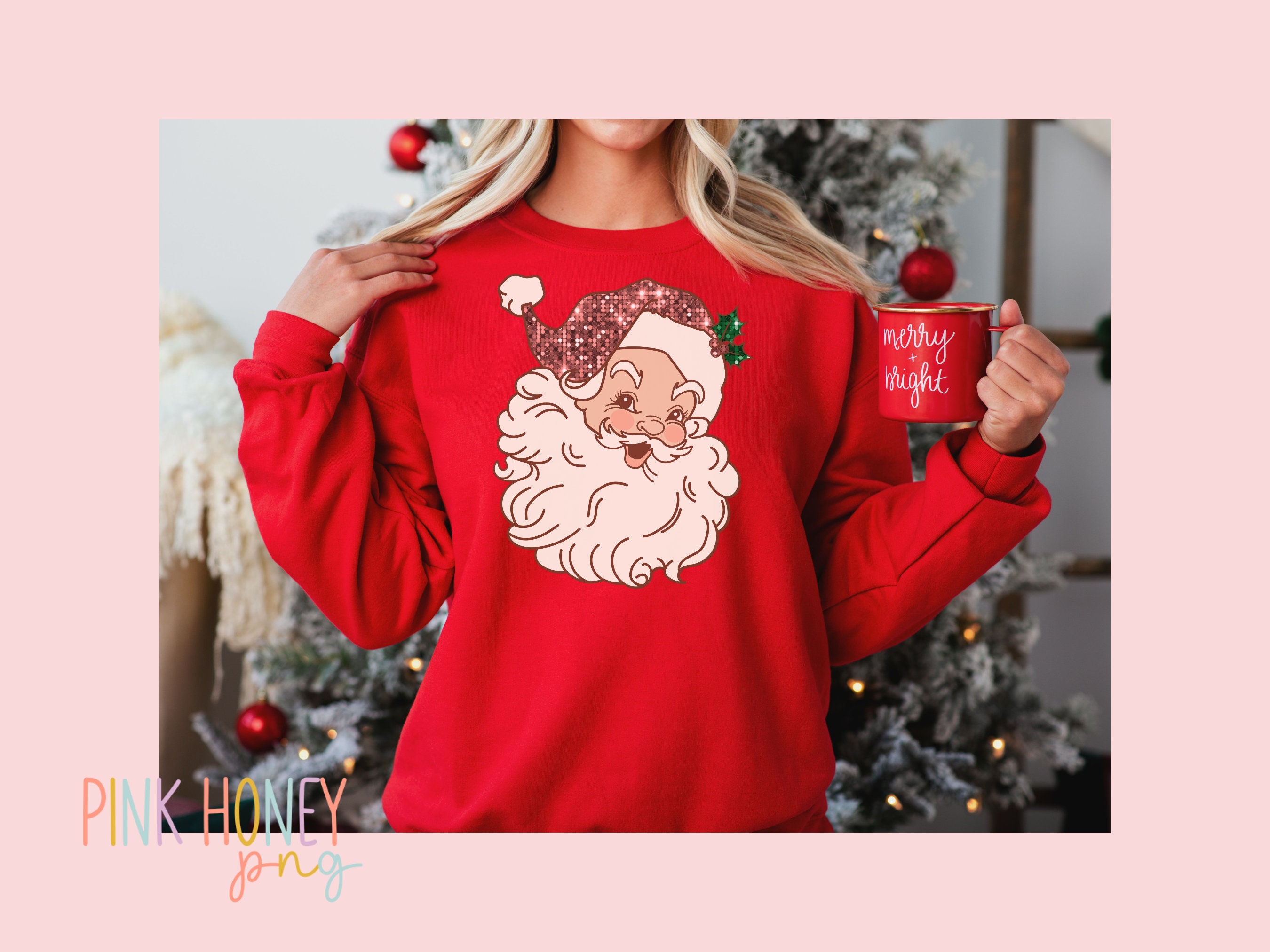 Glitter Santa PNG Christmas PNG Cute Christmas Shirt Digital Design ...
