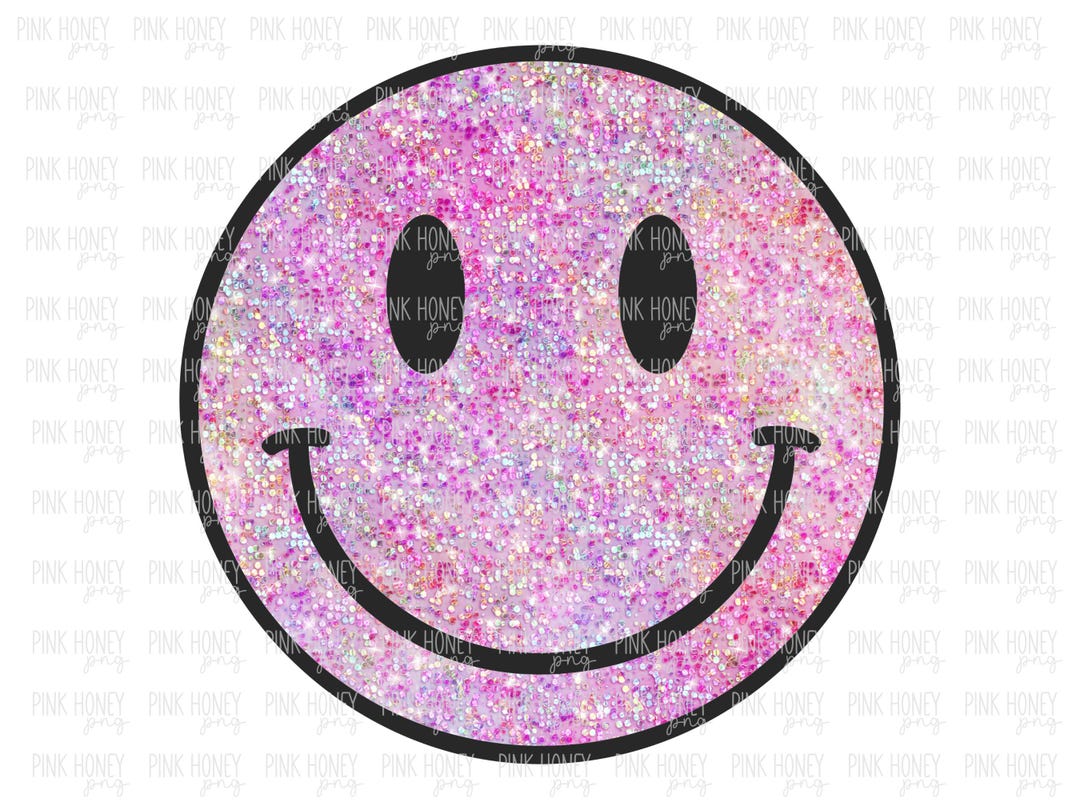 Pink Smiley Face PNG Retro Png Glitter Png Design Trendy Png Trendy ...