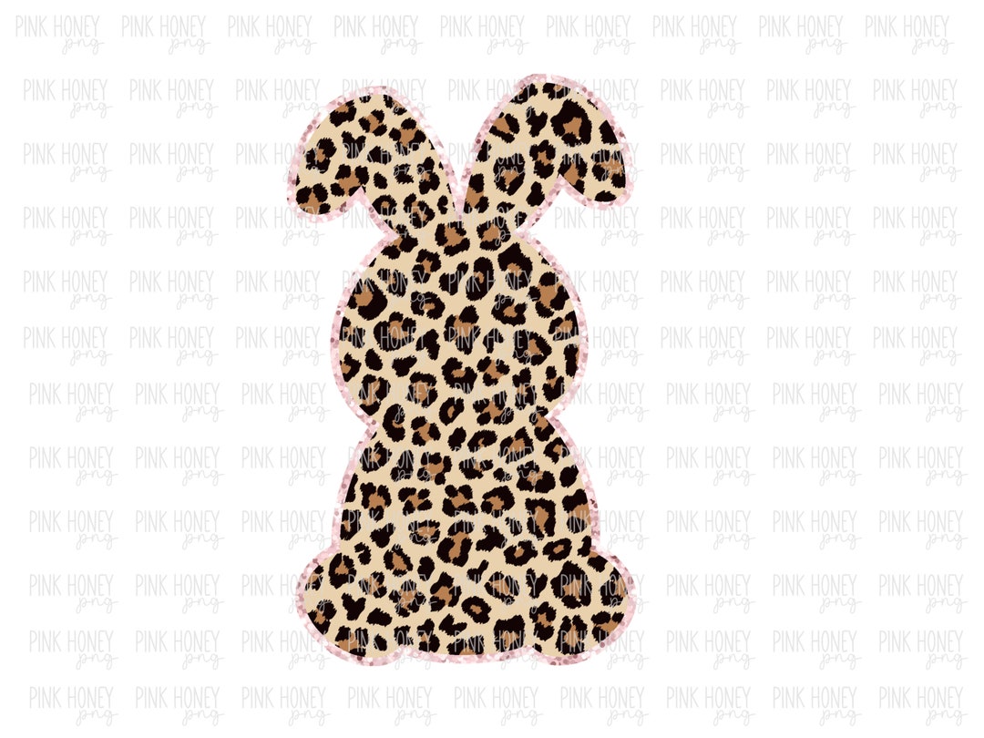 LEOPARD Easter Bunny Png Easter Digital Design Cute Pink Glitter Bunny ...