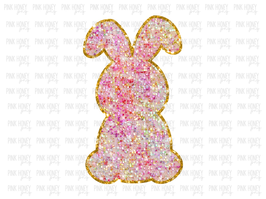 GLITTER Easter Bunny Png Easter Digital Design Cute Pink Gold Sparkly ...