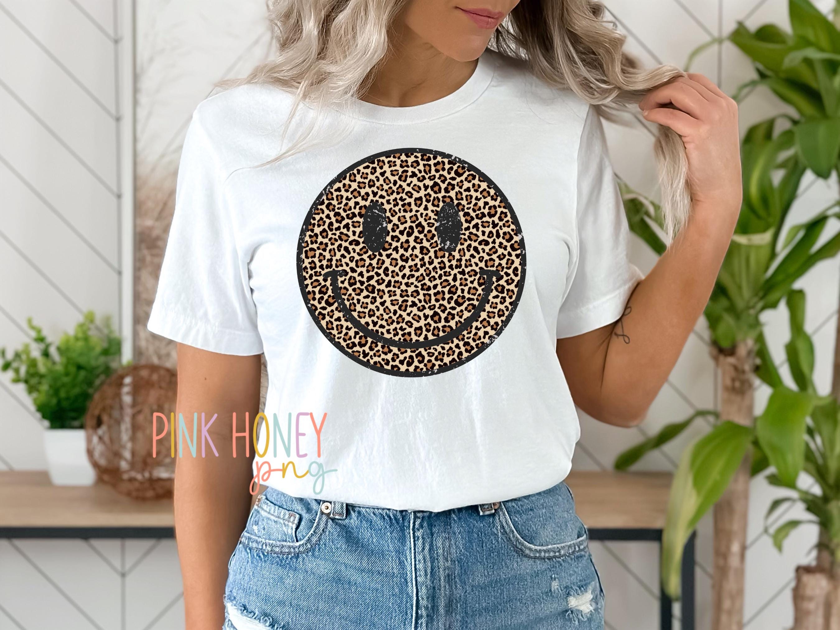 Leopard Smiley Face PNG Retro Png Glitter Png Design Trendy Png Trendy ...