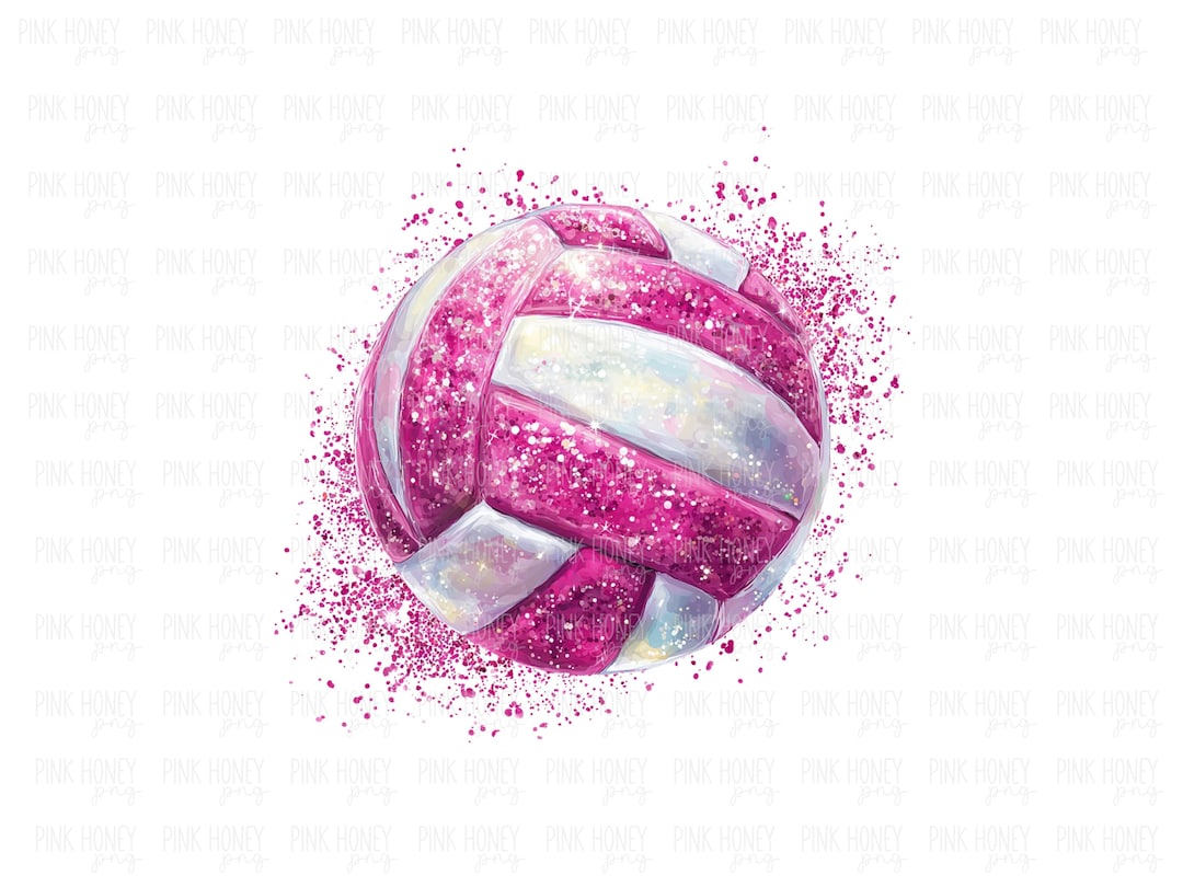 GLITTER Volleyball Png | Pink and White Volleyball | Volleyball Clipart ...