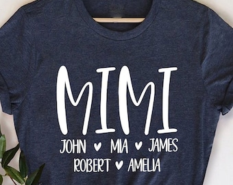 Personalized Mimi Shirt With Grandkids Names, Floral Mimi T-shirt, Mimi ...
