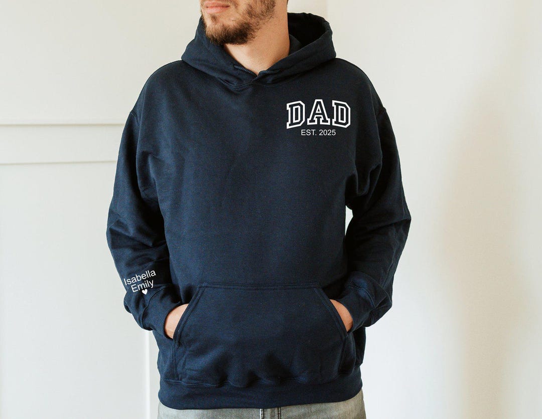 Custom Dad Est Hoodie, Personalized Dad and Kids Names Hoodie, Father's ...
