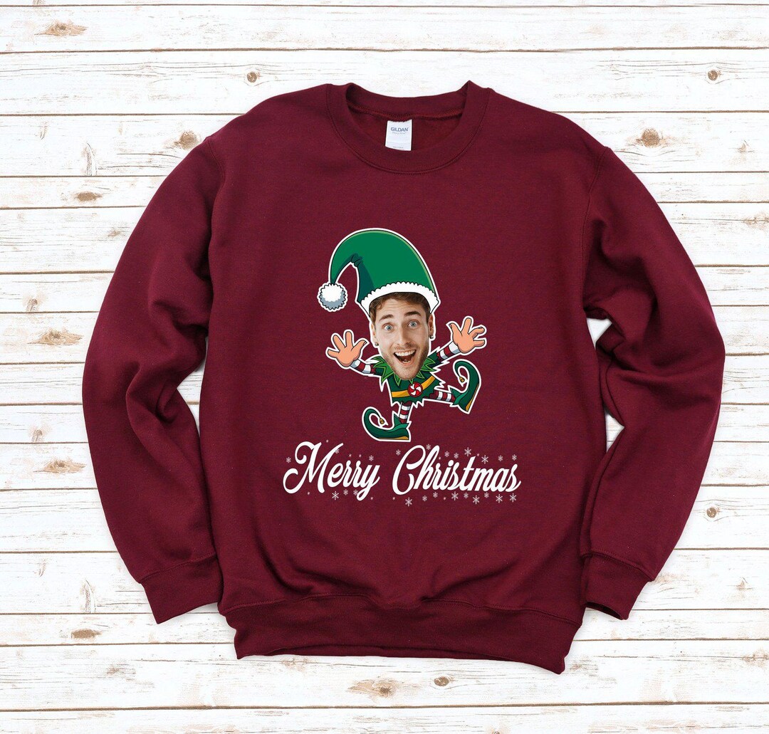 Christmas Face Photo, Custom Face Elf Sweatshirts, Personalized Elf ...