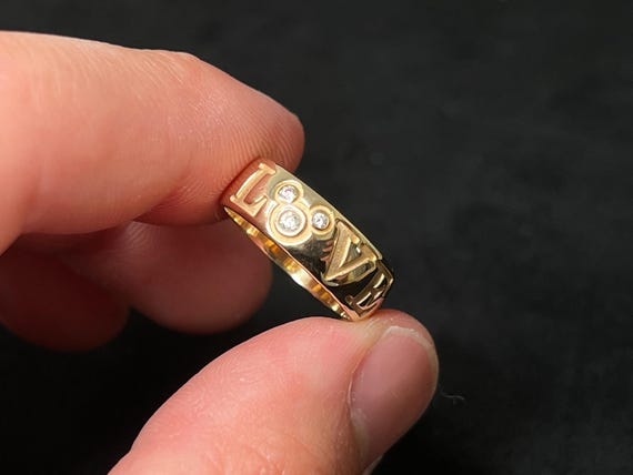 14K Yellow gold 'Disney' Marked Mickey Mouse Love Dia… - Gem