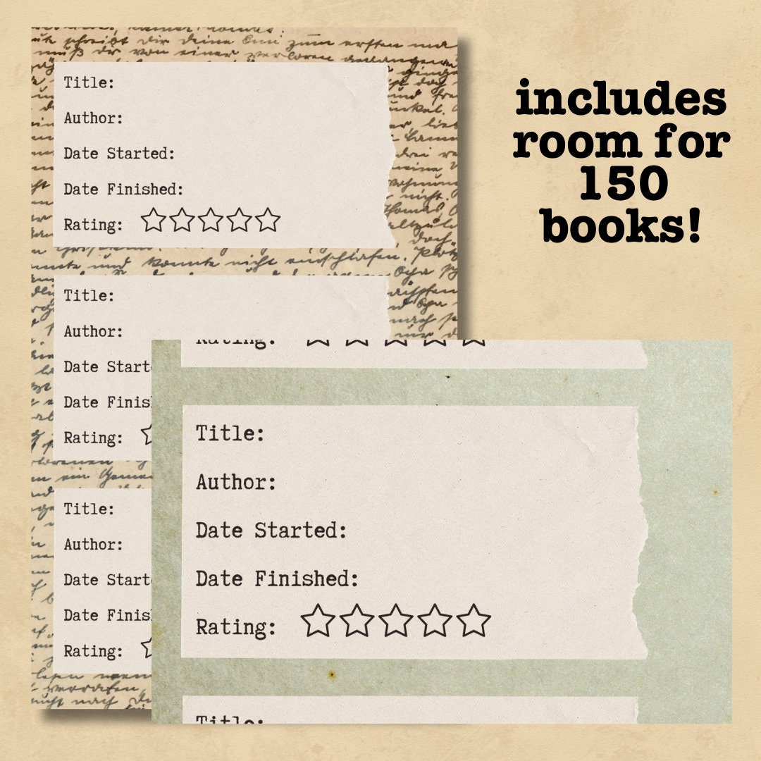 Vintage Paper: A Custom-printed Reading Logbook With Room for 150 Books ...