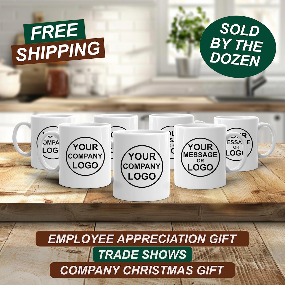 Bulk Logo Coffee Mugs: Custom Ceramic Mugs, Employee Gifts - Etsy