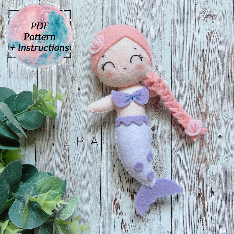 Mermaid Felt PDF Pattern. Sewing Pattern With Instruction. DIY Felt ...