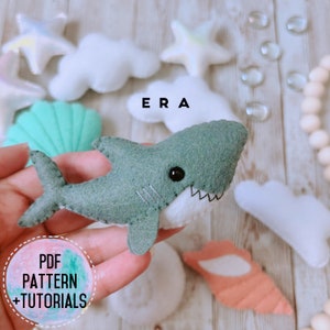 PDF Pattern Sea Animals Shark Set of 7 Felt Sewing Toys. DIY Felt ...