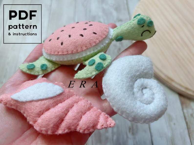 PDF Pattern Watermelon Turtle and Snails Felt Set. Easy Sewing Toy ...