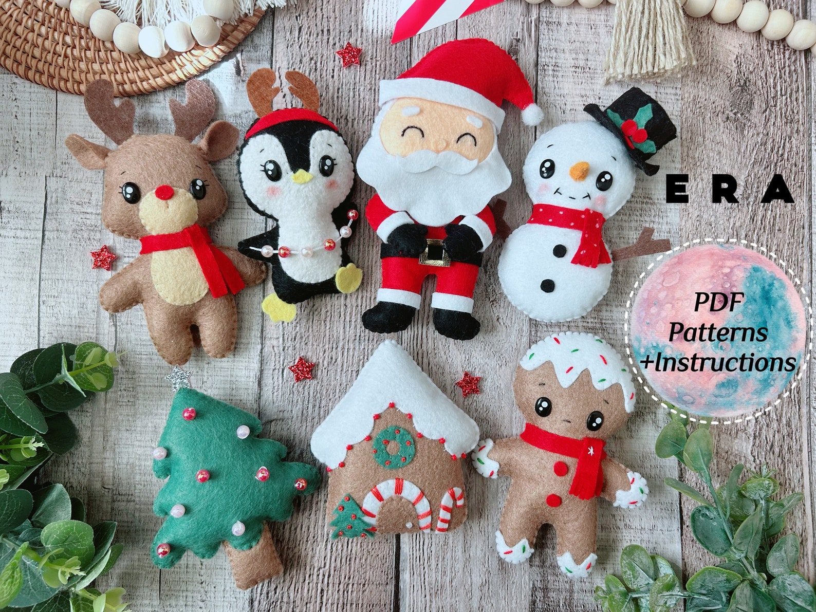 Christmas Set PDF Pattern. Felt Sewing Patterns. DIY Felt Toys ...