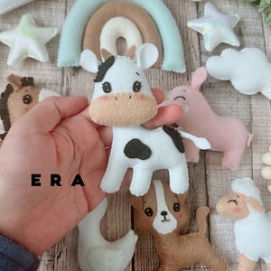 Farm Animals Set Felt PDF Patterns. DIY Felt Sewing Toys, Baby Mobile ...
