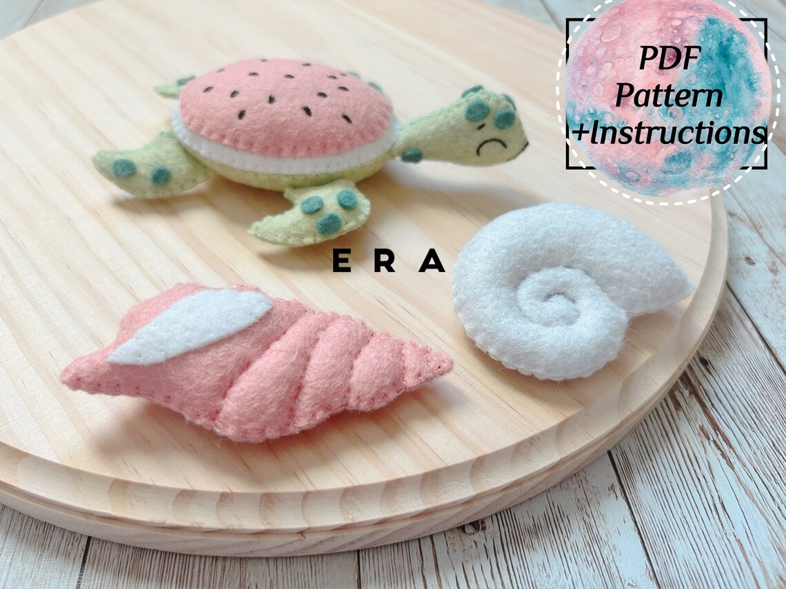 PDF Pattern Watermelon Turtle and Snails Felt Set. Easy Sewing Toy ...