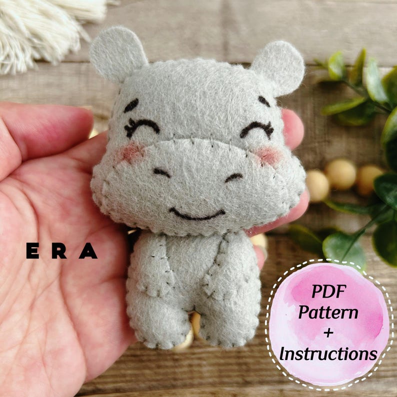 Hippopotamus Felt PDF Patterns. DIY Felt Toys. Sewing Patterns. Animal ...