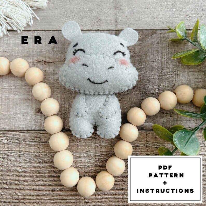 Hippopotamus Felt PDF Patterns. DIY Felt Toys. Sewing Patterns. Animal ...