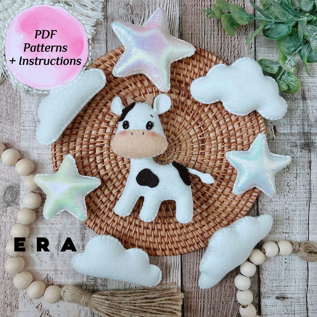 Kuh PDF Schnittmuster und Anleitung. Einfach zu nähen Bauernhoftier Schnittmuster. DIY ...