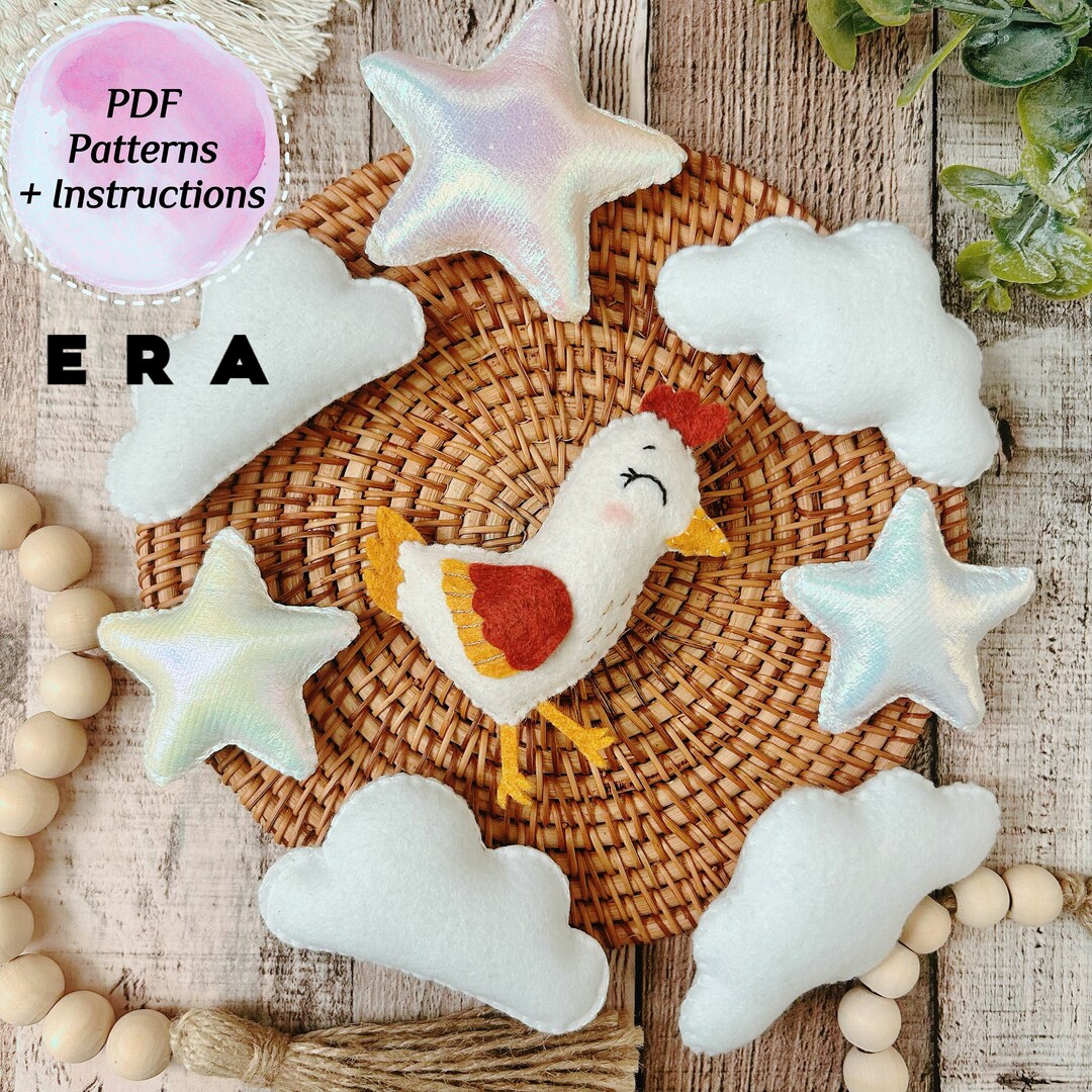 Chicken, Cloud, Star Felt PDF Pattern. Easy Sewing Farm Animal Pattern ...
