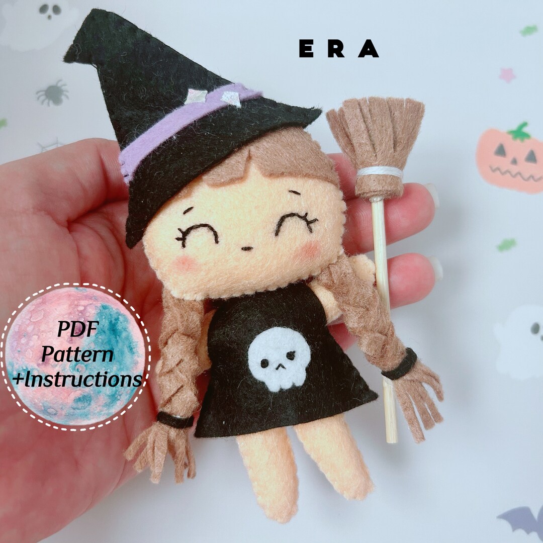 Halloween Cute Witch PDF Pattern With Instruction. DIY Felt Softy Toys ...