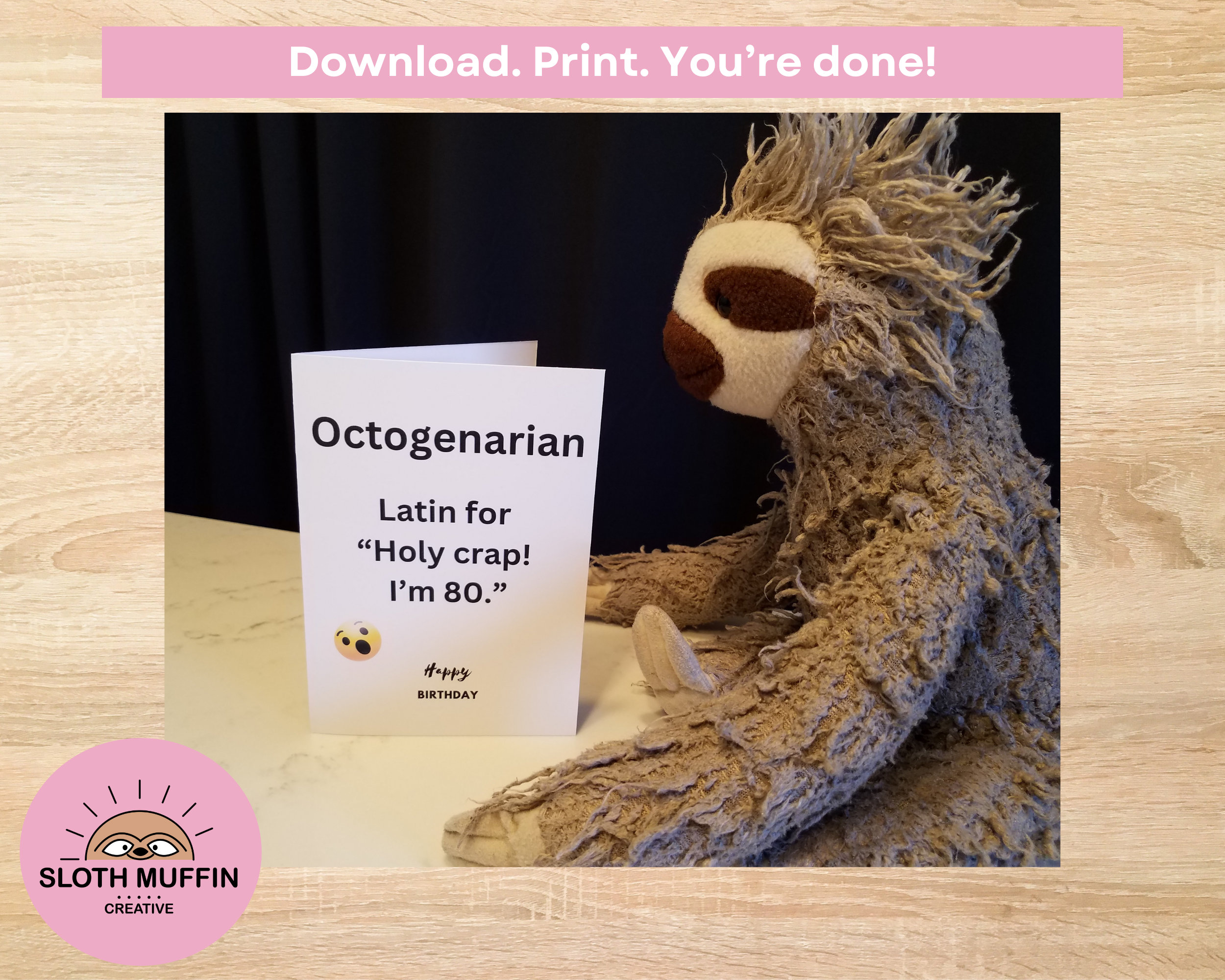 Funny 80th Birthday Card to Print, Octogenarian Bday Card, 5x7 Instant ...