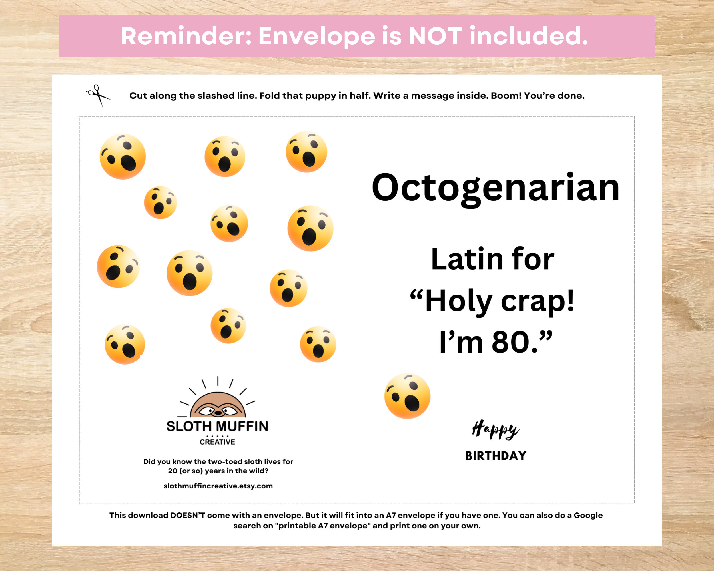 Funny 80th Birthday Card to Print, Octogenarian Bday Card, 5x7 Instant ...