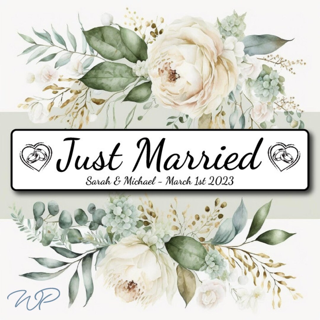 Just Married Wedding Number Plate - Couple Name & Date - Etsy