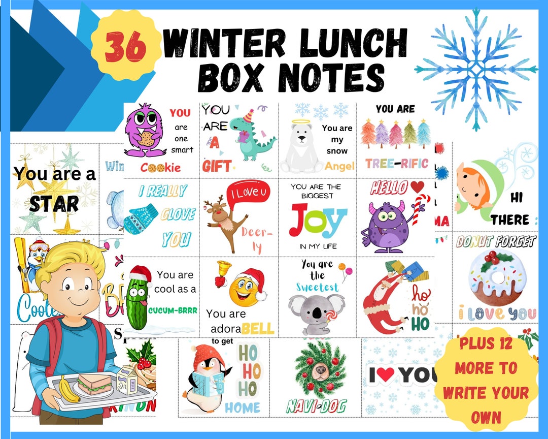 Winter/christmas Lunch Box Notes, Winter Puns, Christmas Notes ...