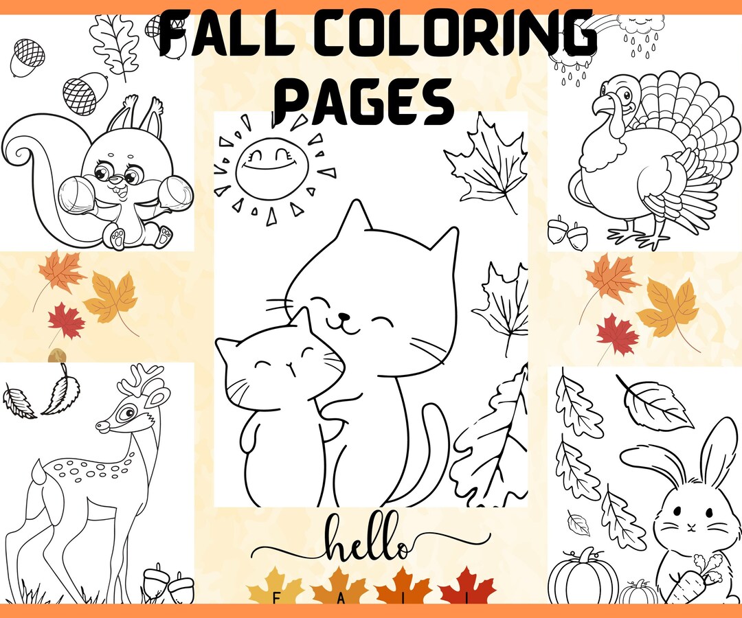 10 Autumn/fall Animal Theme Coloring Pages for Kids. Fall Season ...