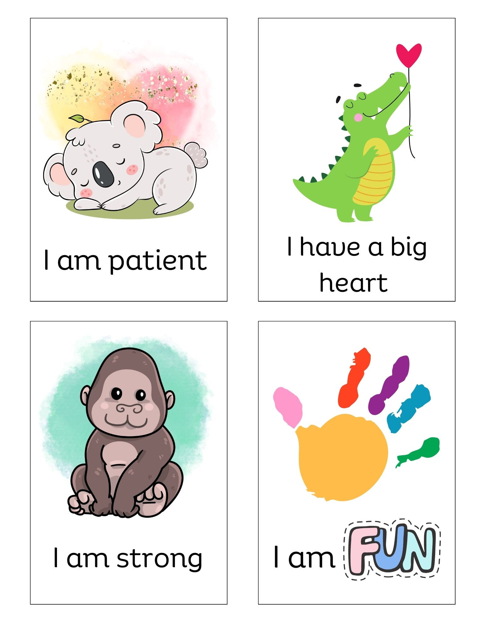 Affirmation Cards for Kids, Printable. Positivity Cards, Building ...