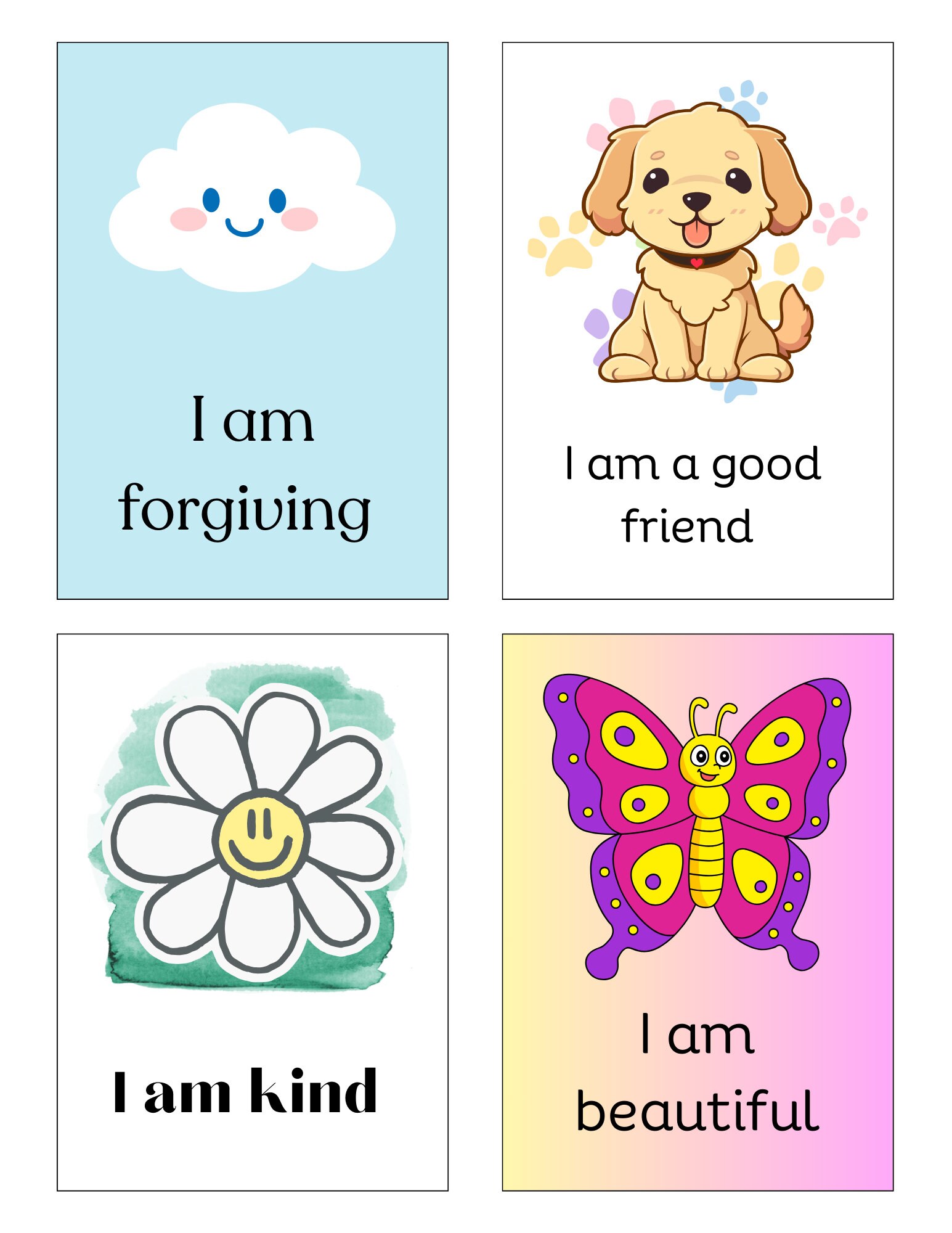 Affirmation Cards for Kids, Printable. Positivity Cards, Building ...