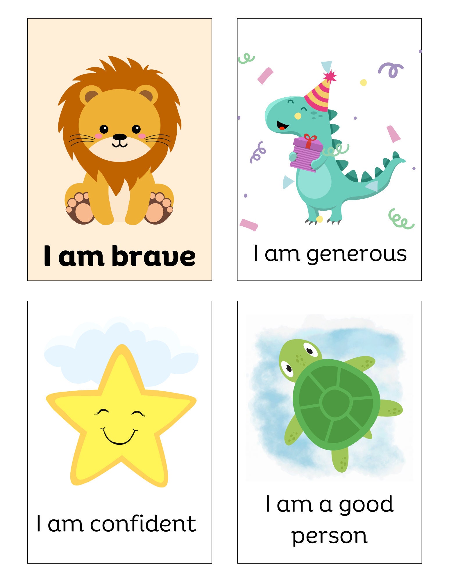 Affirmation Cards for Kids, Printable. Positivity Cards, Building ...