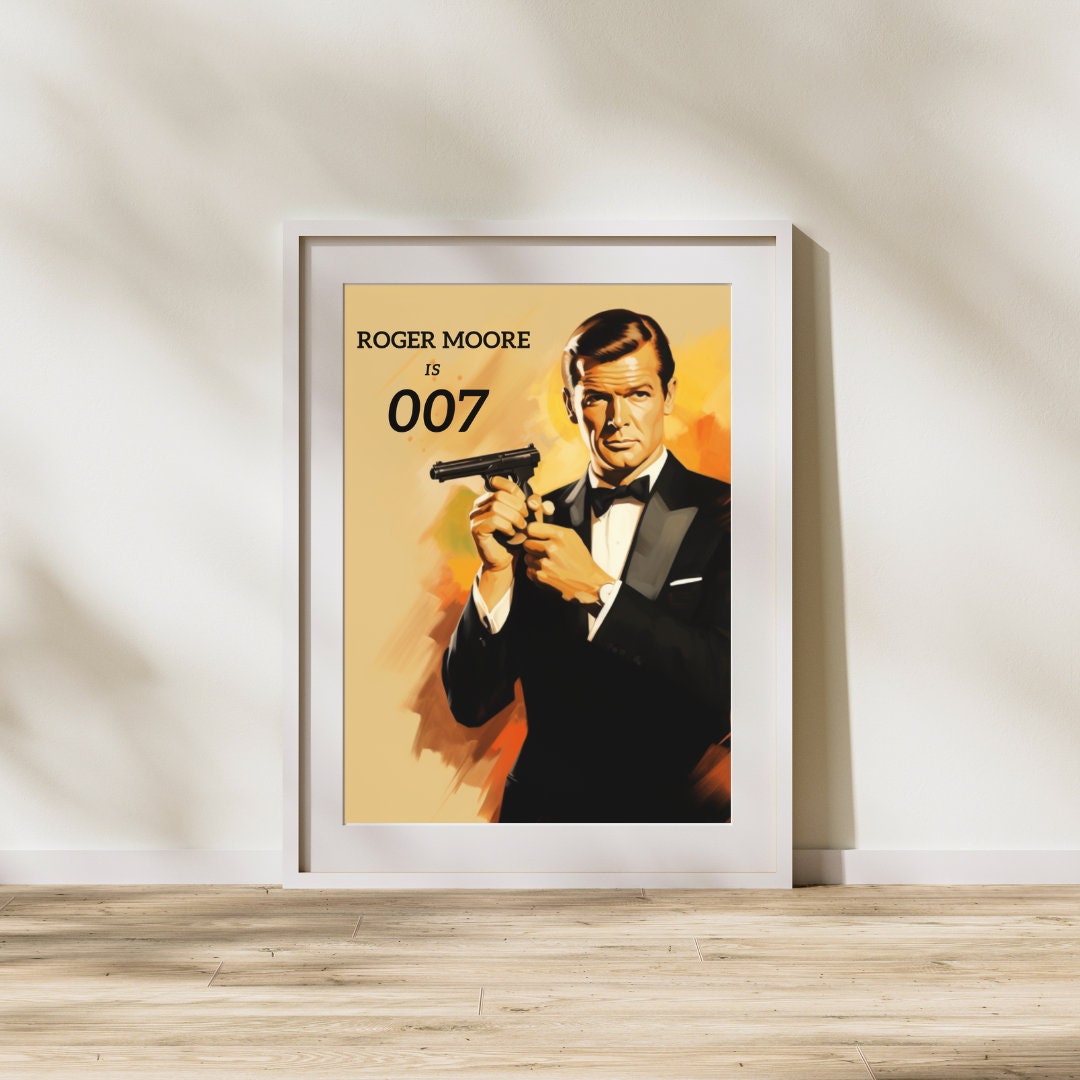 Roger Moore 007 James Bond DIGITAL DOWNLOAD Wall Art James Bond ...