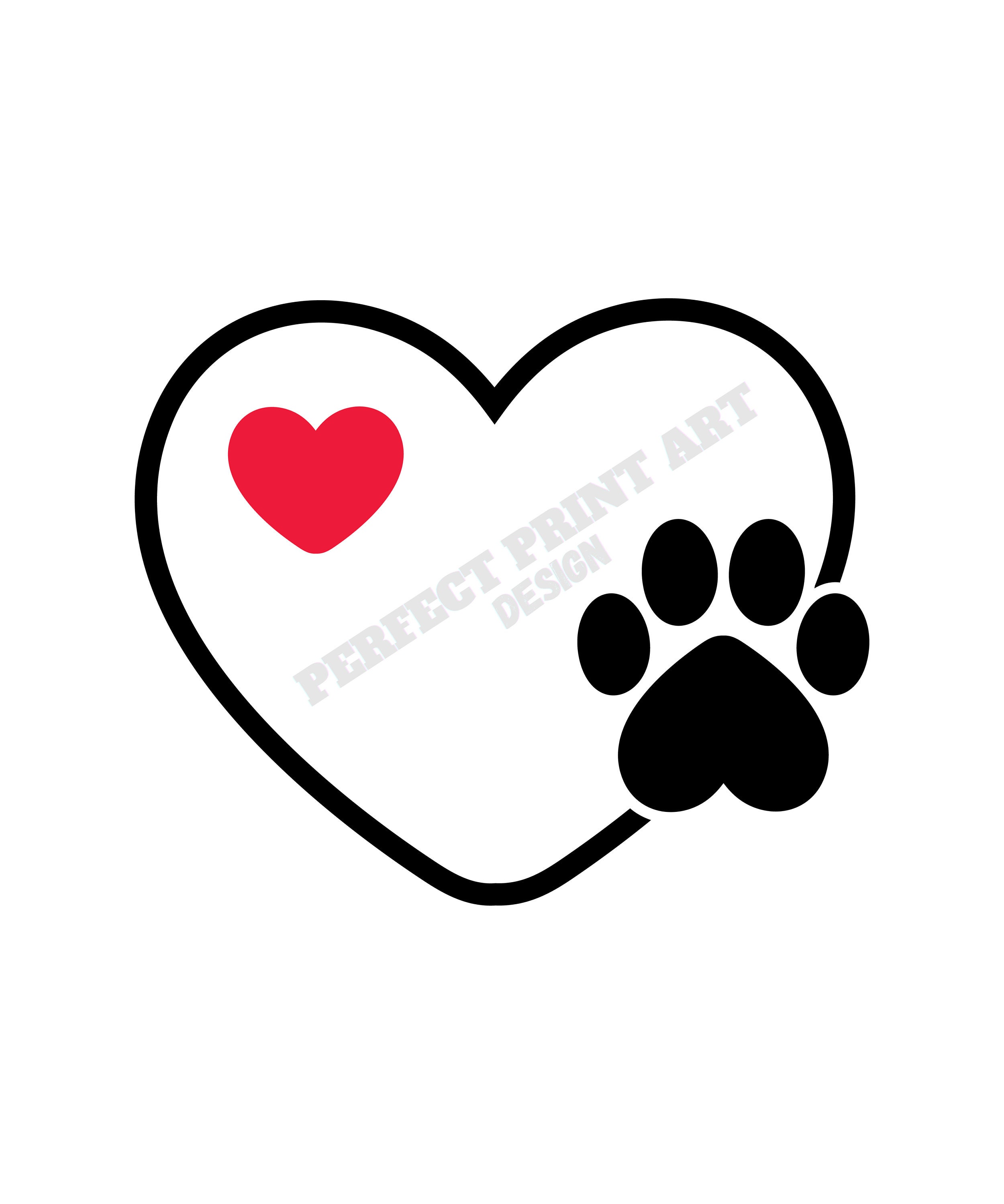Dog Paws & Hearts Clip Art Set - Etsy