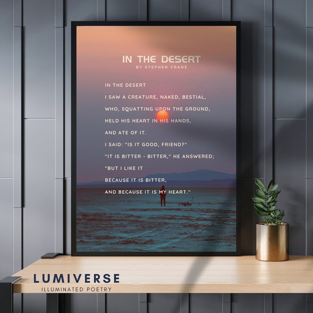 Poetry Print - in the Desert by Stephen Crane - Somber Sunset ...