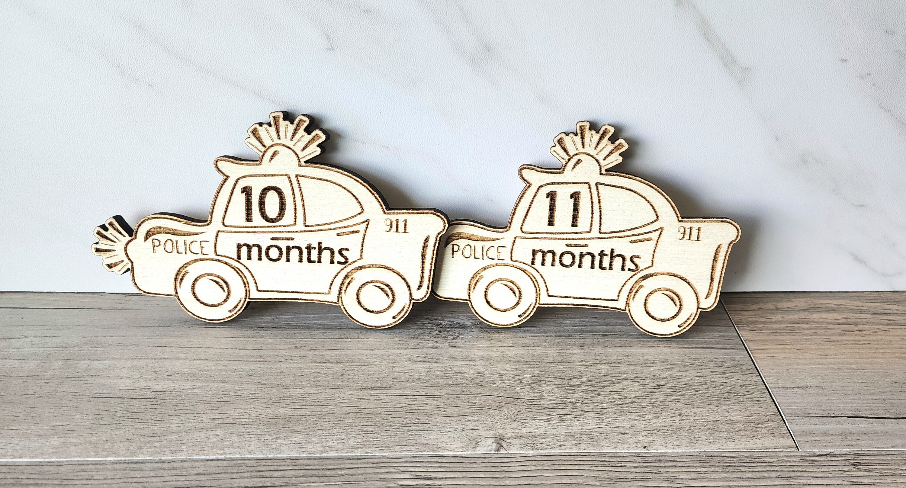 Police Baby Milestones, Cop Car, Police Nursery, Engraved Wooden Sign ...