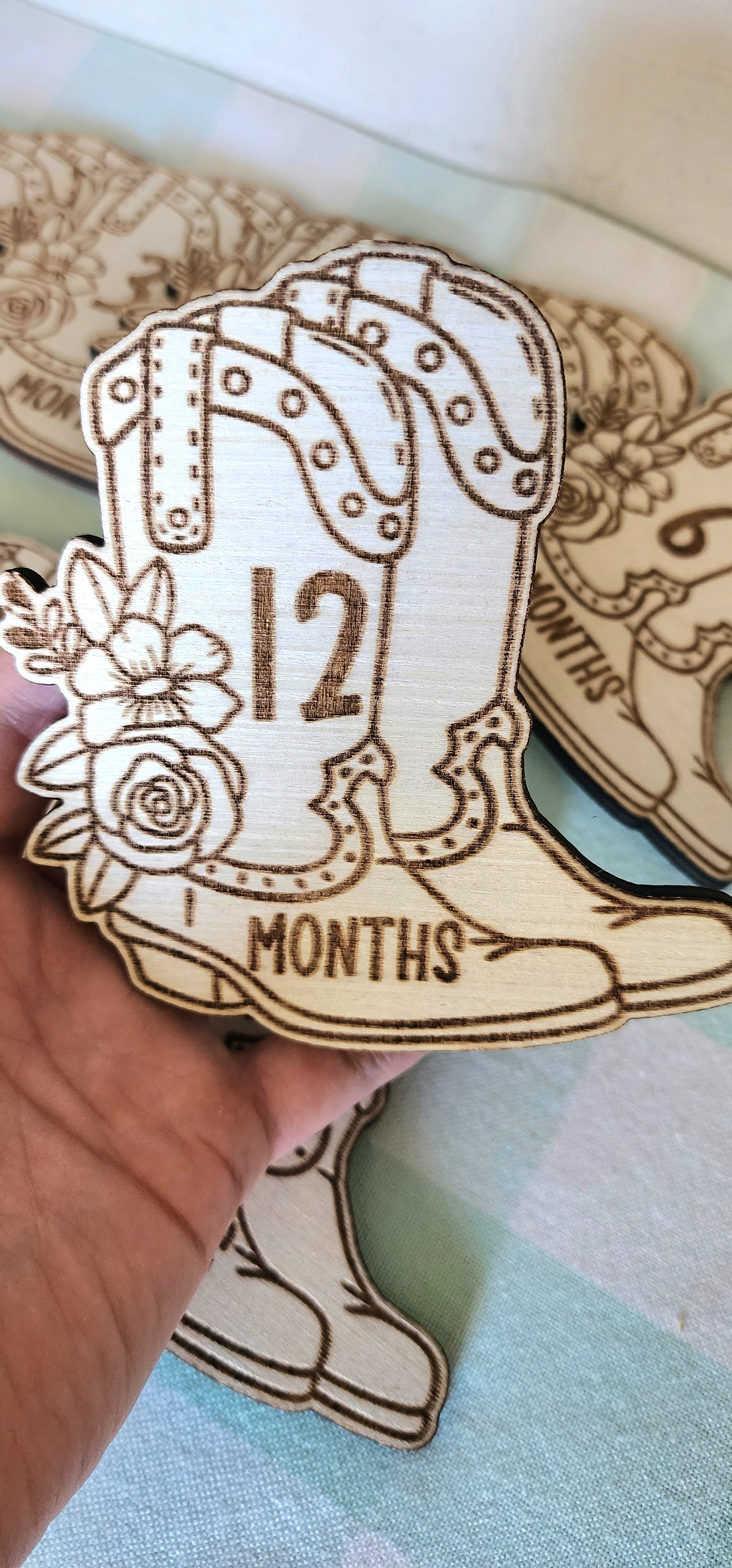 Baby Monthly Milestones, Cowgirl Baby Boots, Wooden Personalized ...