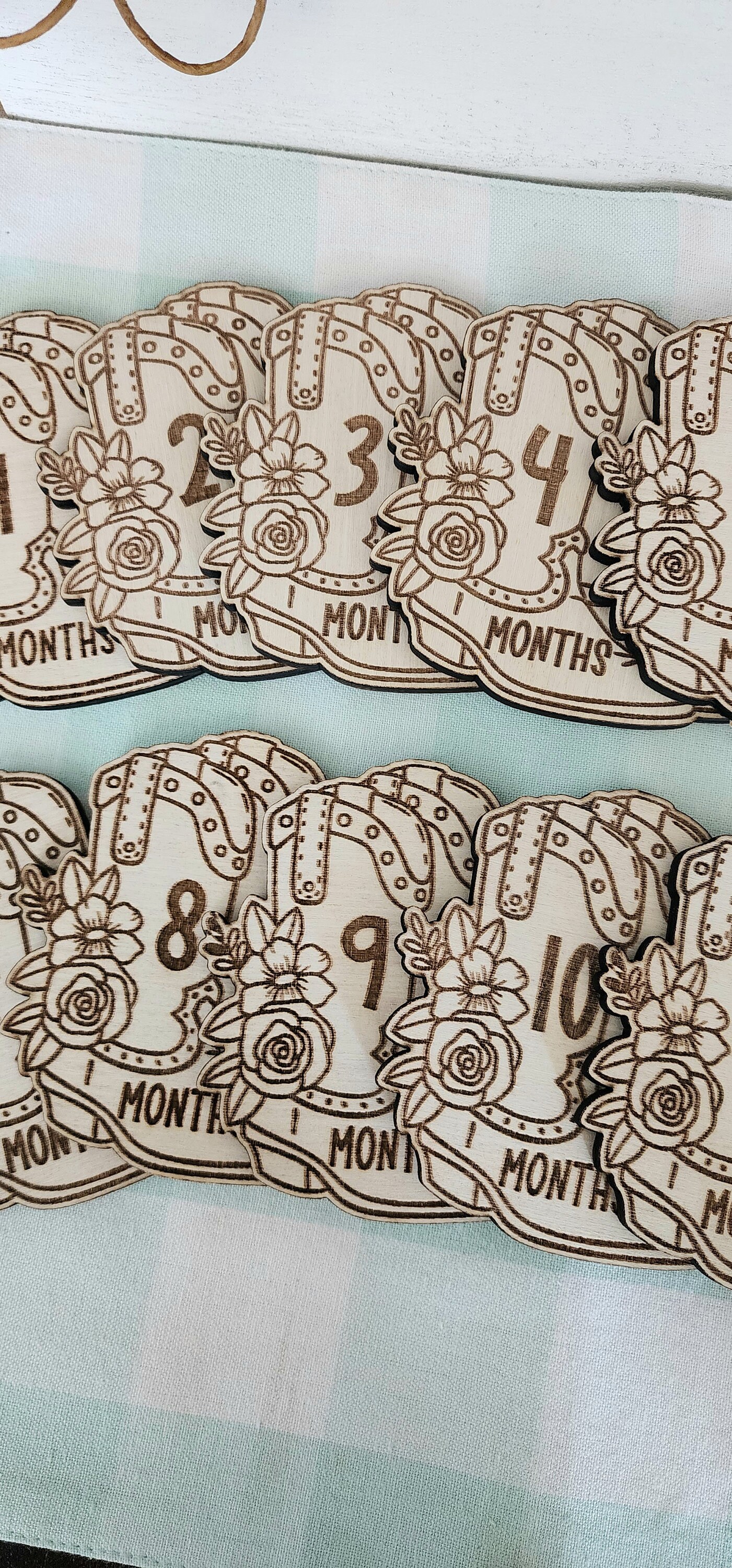Baby Monthly Milestones, Cowgirl Baby Boots, Wooden Personalized ...