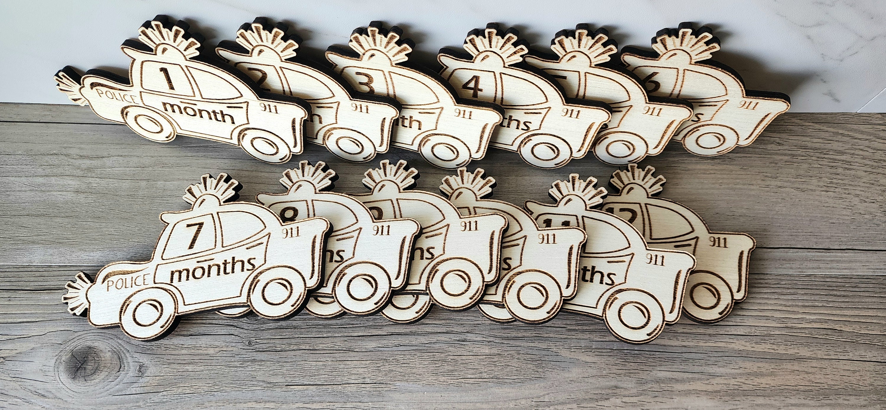 Police Baby Milestones, Cop Car, Police Nursery, Engraved Wooden Sign ...