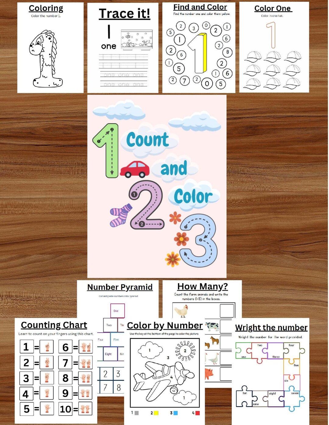 Count and Color Educational Printable Activity Book - Etsy
