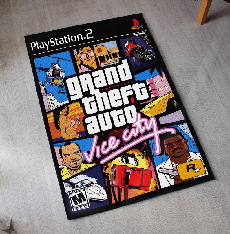 GTA Vice City Rug - PS2 Video Game Cover Carpet - Grand Theft Auto Art ...