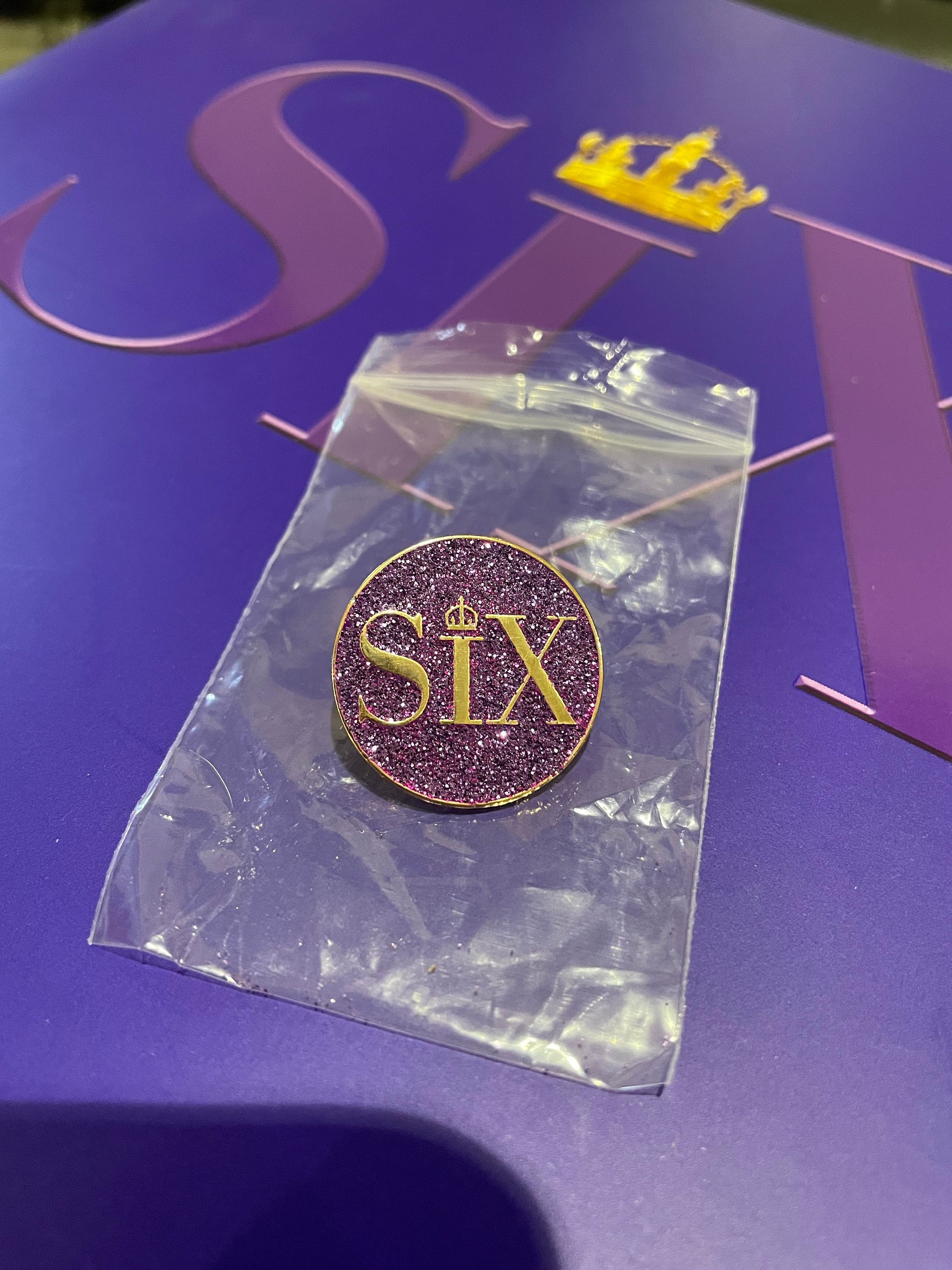 Six the Musical Purple Glitter Logo Pin Badge - Royal Accessory for ...