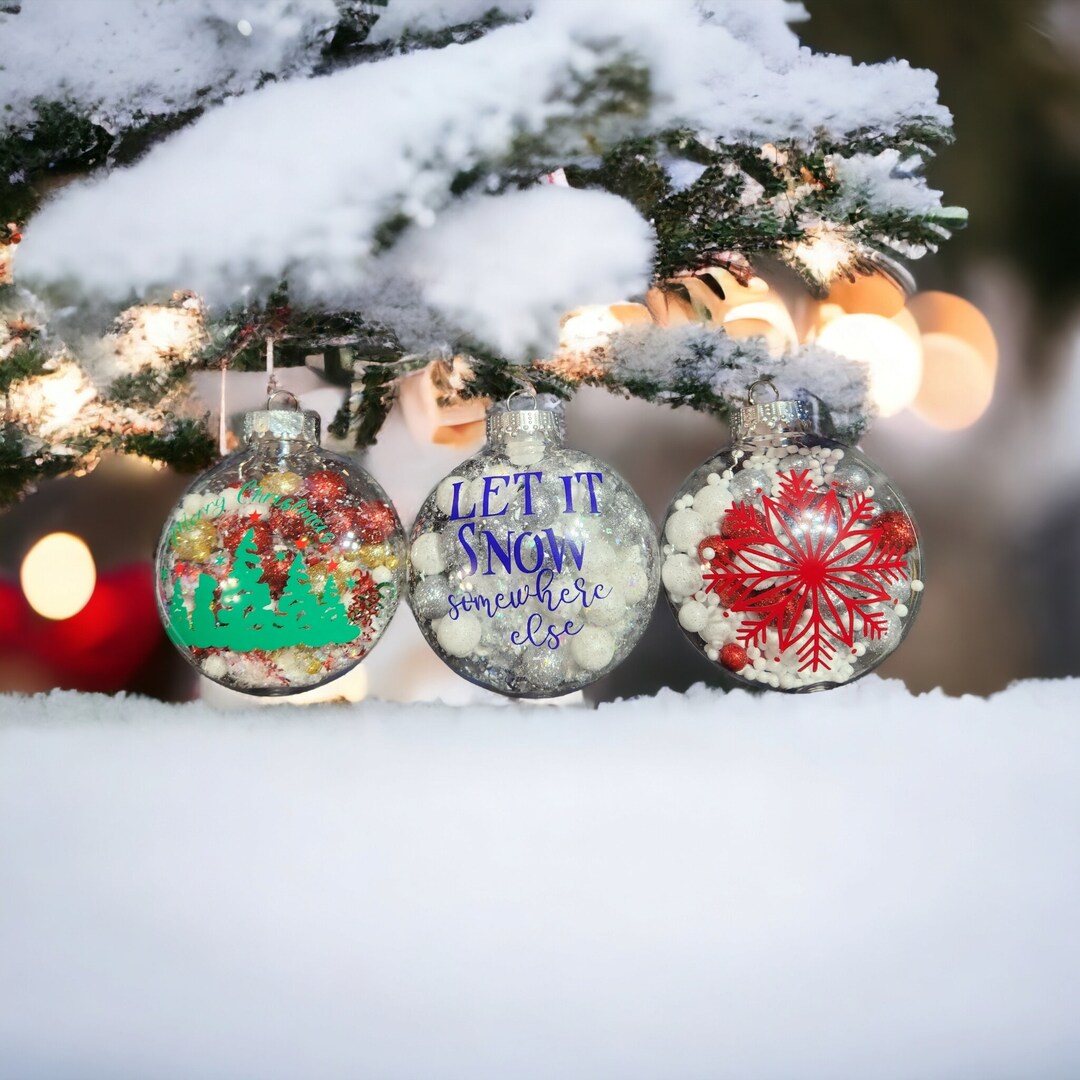 Glitter Styrofoam Pebbles Christmas Ornaments With Decals. - Etsy