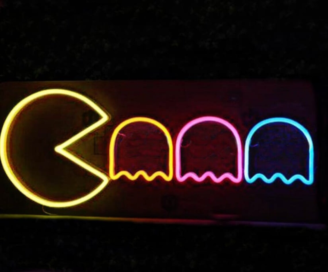 Pac-man Neon, Pacman Neon, Pac-man Neon Light, Pacman Neon Sign, Pac ...