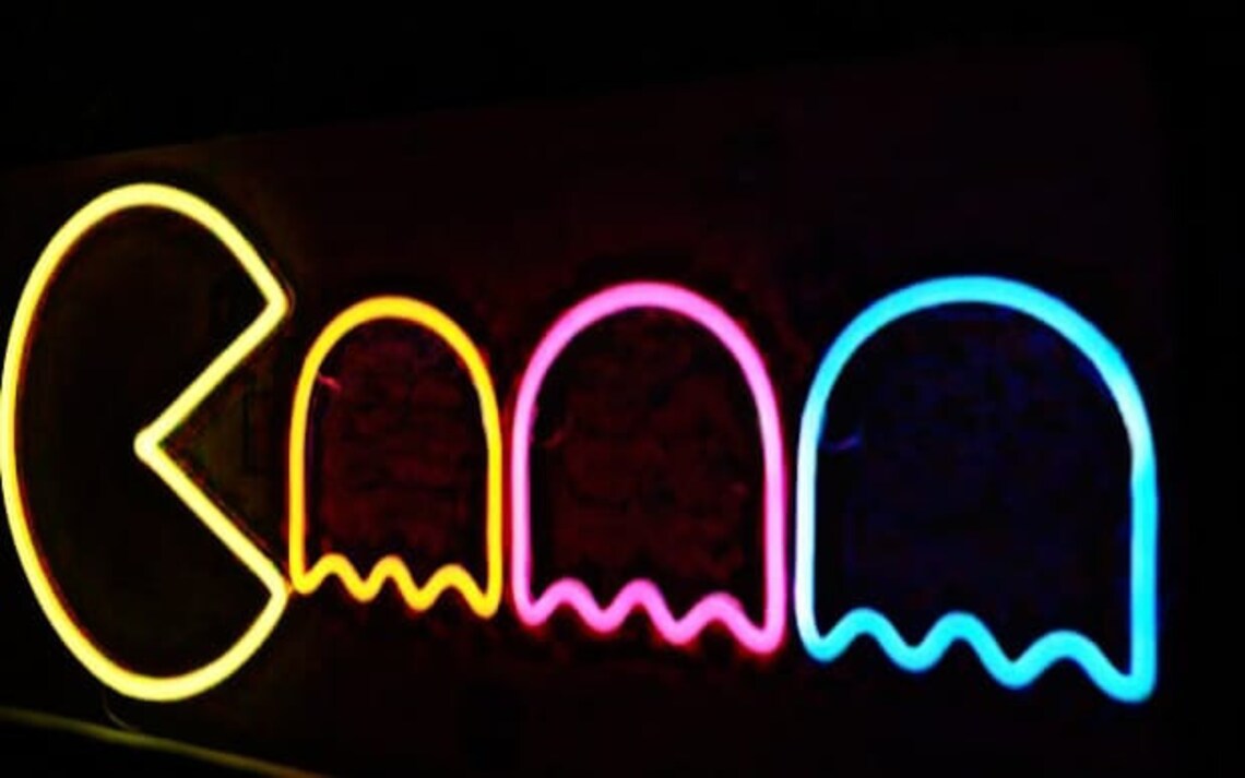 Pac-man Neon, Pacman Neon, Pac-man Neon Light, Pacman Neon Sign, Pac ...