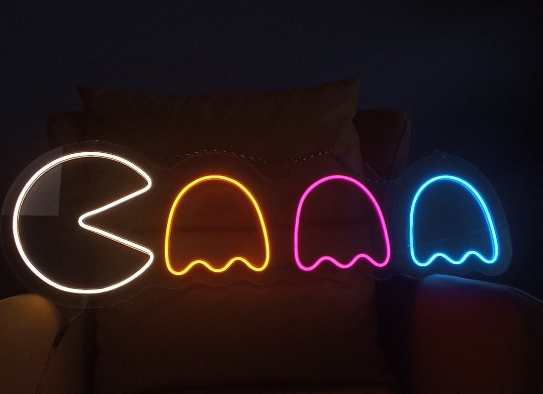 Pac-man Neon, Pacman Neon, Pac-man Neon Light, Pacman Neon Sign, Pac ...