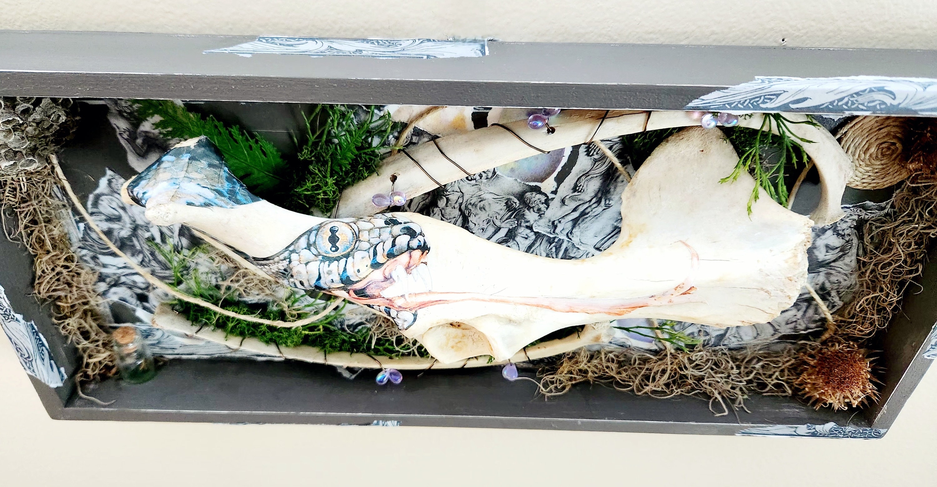 Whimsical Bone and Snake Collage Wall Hanging, Naturalist Witch Decor ...