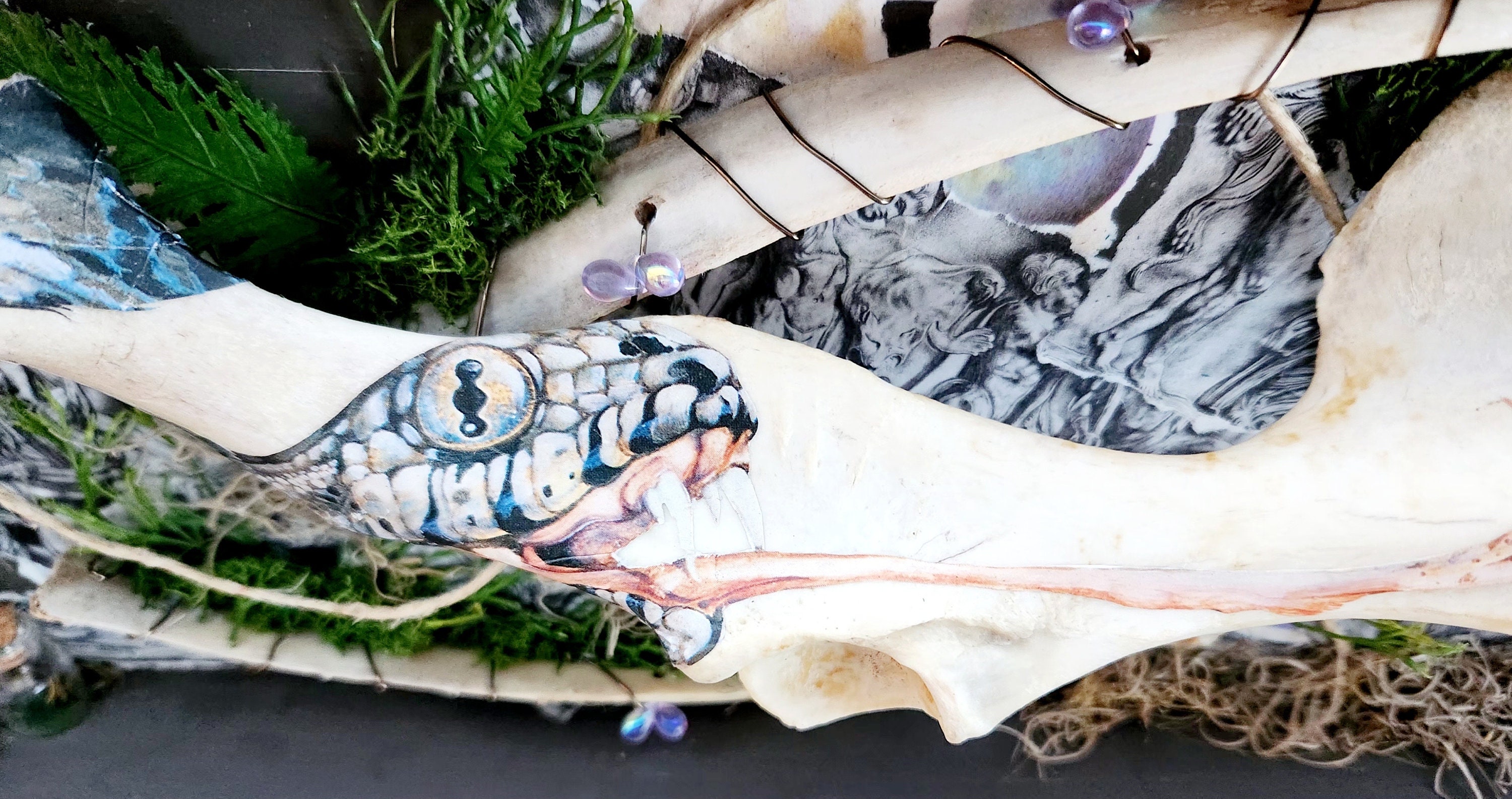 Whimsical Bone and Snake Collage Wall Hanging, Naturalist Witch Decor ...