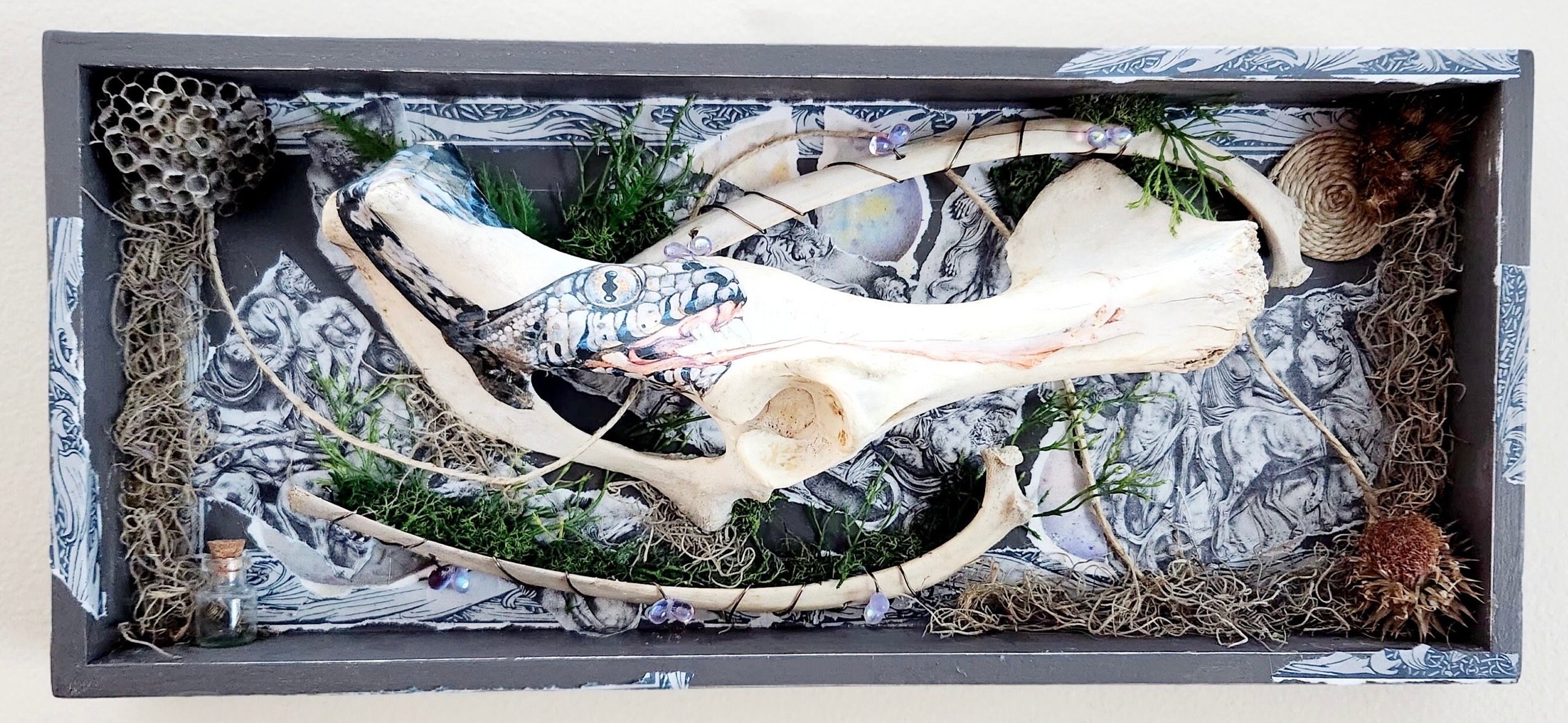 Whimsical Bone and Snake Collage Wall Hanging, Naturalist Witch Decor ...