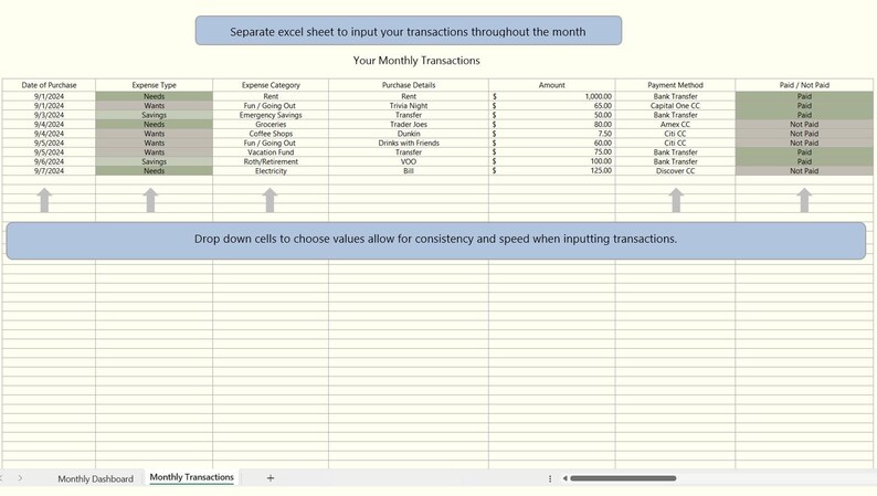 Monthly Budget Template Beginner Friendly, 50/30/20 Breakdown ...