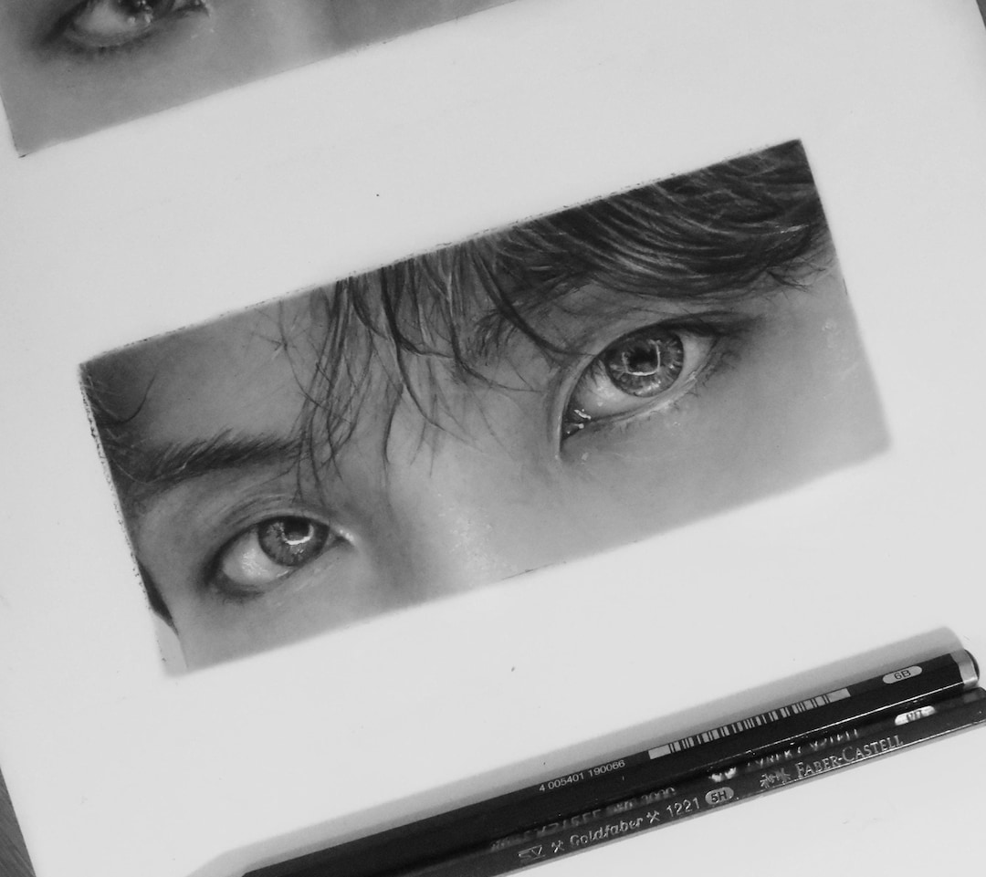 BTS Jhope Drawing, Charcoal Drawing, Custom Eye Portrait Pencil Drawing ...